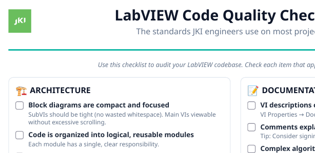LabVIEW Code Quality Checklist | JKI